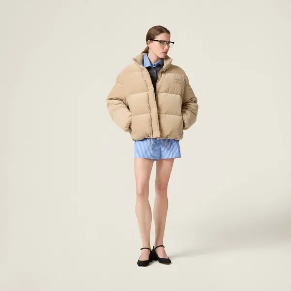Miu Miu Medium-Weight Corduroy Down Jacket - Sand Beige | Editorialist